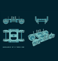 Wheelbase a train car blueprint Royalty Free Vector Image