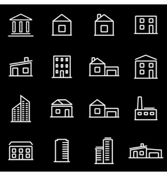 City buildings isolated linear icons set Vector Image