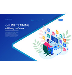 Isometric programmer coding new project sitting on