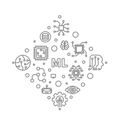 Machine learning icon linear Royalty Free Vector Image