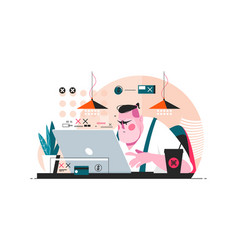 Person programmer working on laptop with program Vector Image