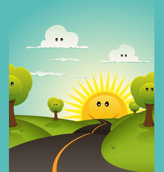 Spring or summer cartoon landscape Royalty Free Vector Image