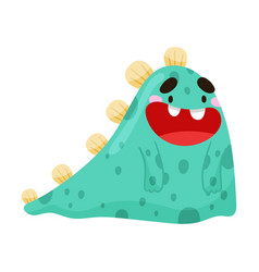 Toothy monster with horns standing and smiling Vector Image