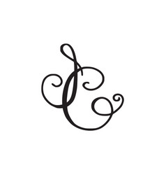 Handwritten monogram ic icon Royalty Free Vector Image