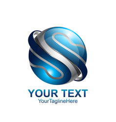 Letter s logo design template colored silver blue Vector Image