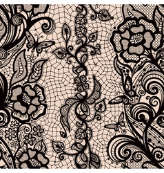 Abstract seamless lace pattern with flowers and Vector Image