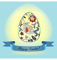 Easter bird blueribbon Royalty Free Vector Image