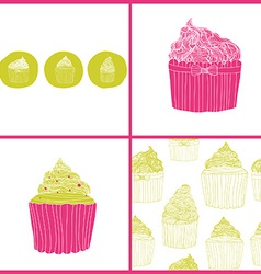 Valentines day muffin with hearts Royalty Free Vector Image