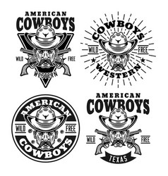 Wild west and cowboys set of emblems Royalty Free Vector