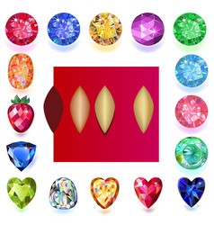 Gemstone cut color shape set isolated on white Vector Image