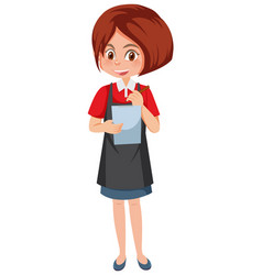 Female server serving food Royalty Free Vector Image