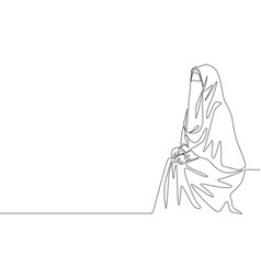 One continuous line drawing young pretty asian Vector Image