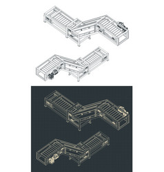 Conveyor isometric drawings Royalty Free Vector Image