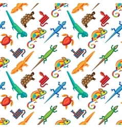 Seamless pattern with color wild animals on white Vector Image