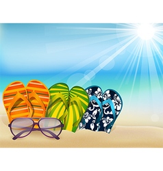 Yellow flip flops beach footwear slippers Vector Image