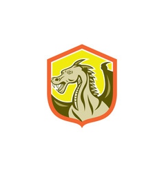 Dragon head fire crest retro Royalty Free Vector Image