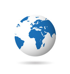 Globe earth map with shadow on a white background Vector Image