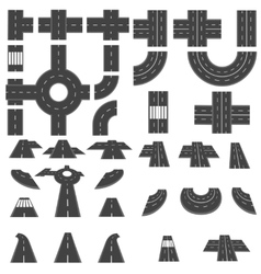 A set of road sections circular interchanges Vector Image