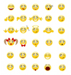 Smileys emoticon glossy set Royalty Free Vector Image
