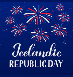 Iceland republic day calligraphy hand lettering Vector Image