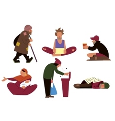 Homeless character set Royalty Free Vector Image