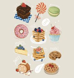 Donuts realistic bakery delicious tasty food Vector Image