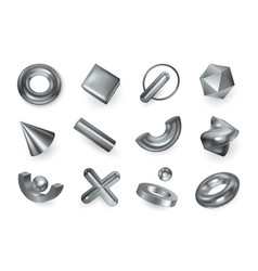 Geometric shapes silver set Royalty Free Vector Image