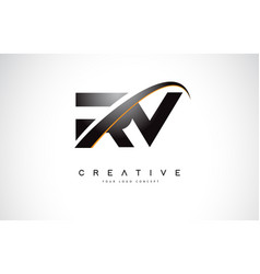 Rv r v letter logo design creative icon modern Vector Image