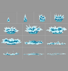 Element water splashes animation frame set Vector Image