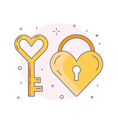 Wedding key and lock Royalty Free Vector Image