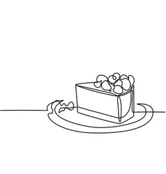 Continuous line drawing piece cake Royalty Free Vector Image