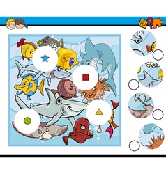 Match halves of sea animals educational game Vector Image