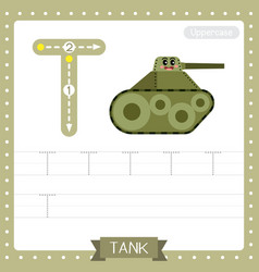 Letter t uppercase and lowercase tracing practice Vector Image