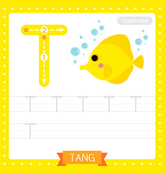 Letter t uppercase and lowercase tracing practice Vector Image