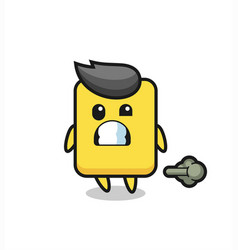 Yellow card cartoon doing fart Royalty Free Vector Image
