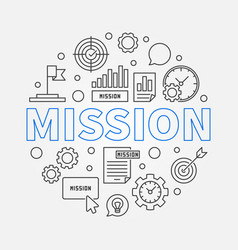 Mission concept outline round Royalty Free Vector Image