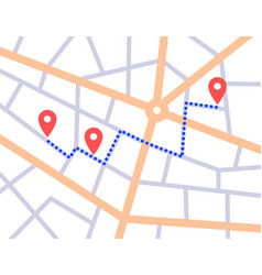 Bike route map cycling trip road country path Vector Image