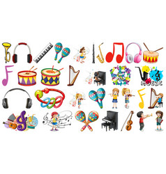Cartoon music instruments set Royalty Free Vector Image