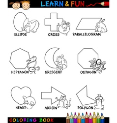 Basic shapes cartoon coloring page Royalty Free Vector Image