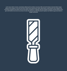 Blue line rasp metal file icon isolated on blue Vector Image