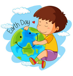 Children with happy earth Royalty Free Vector Image