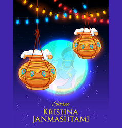 Dahi handi celebration in happy janmashtami Vector Image