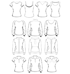 Collection women clothes outline templates Vector Image