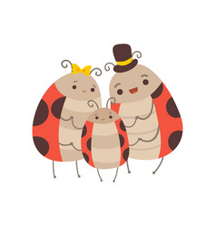 Happy ladybug family mother ladybug embracing her Vector Image