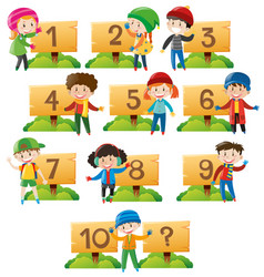 Little children counting number one to four Vector Image