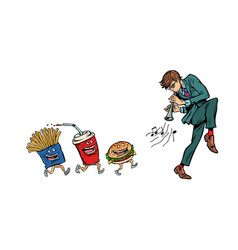 Sad fast food characters fries cola burger Vector Image