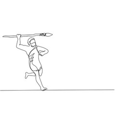 Single continuous line drawing primitive person Vector Image