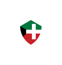 Shield cross kuwait flag health care logo Vector Image