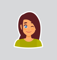 Girl hi sticker for messenger label icon colorful Vector Image
