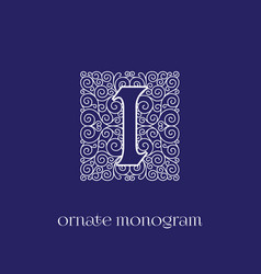 I letter logo thin line monogram mockup business Vector Image